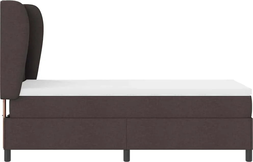 Postel s boxspringem s čelo Tmavě hnědá 90 x 190 cm textil 3340602
