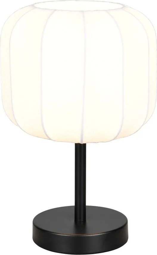 Bílá/matně černá kovová stolní lampa s textilním stínidlem (výška 30 cm) Madleine – Reality