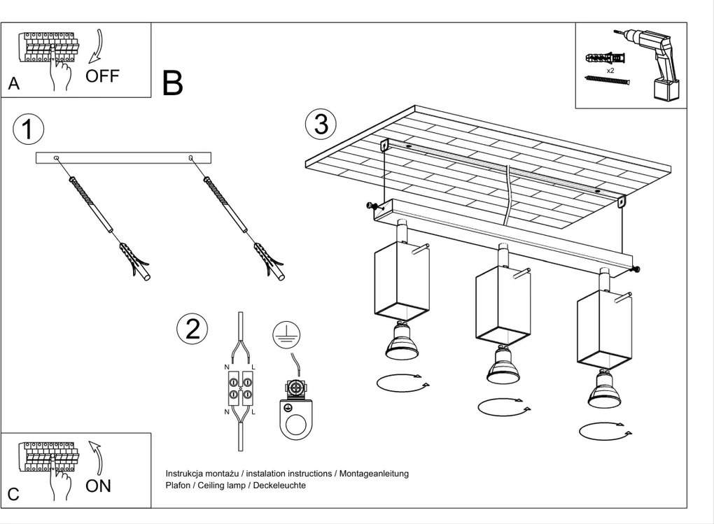 Sollux Lighting Stropní svítidlo MERIDA 3 bílé