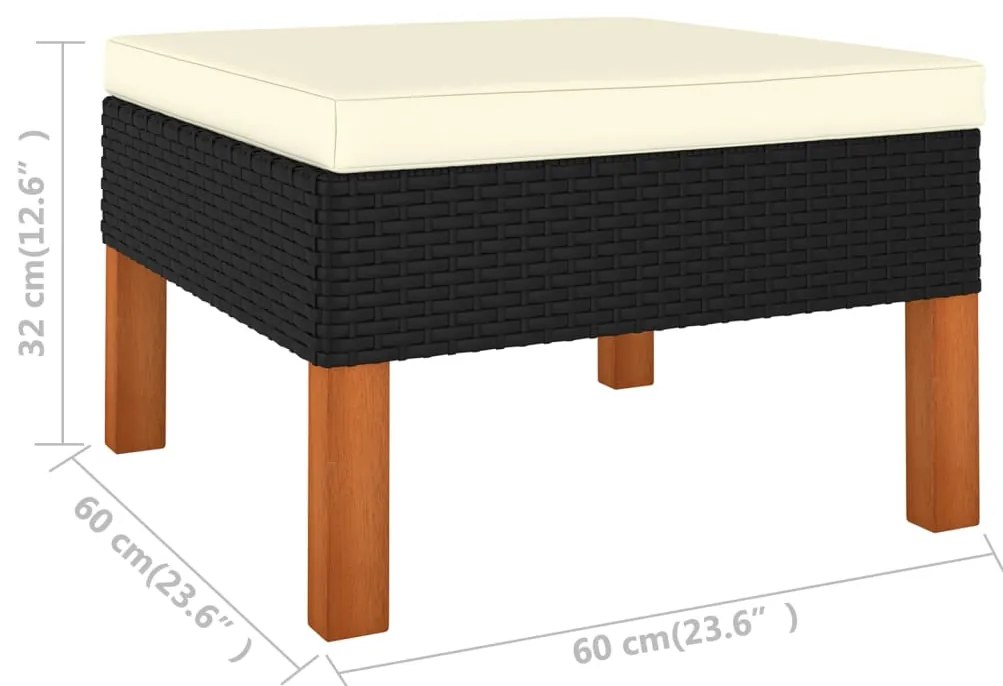 vidaXL Marketos 9dílná zahradní sedací souprava s poduškami polyratan černá