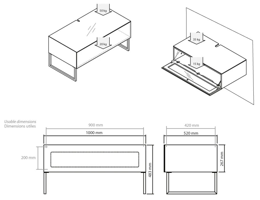 Atraktivní TV stolek NORSTONE KHALM 100cm bílý