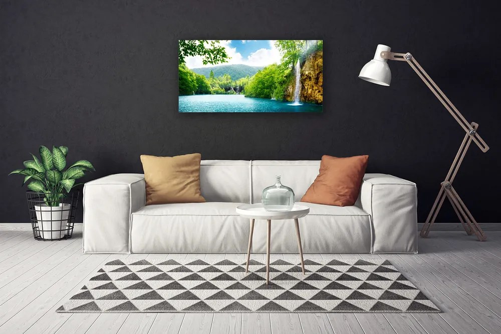Obraz na plátně Vodopád Jezero Příroda 100x50 cm