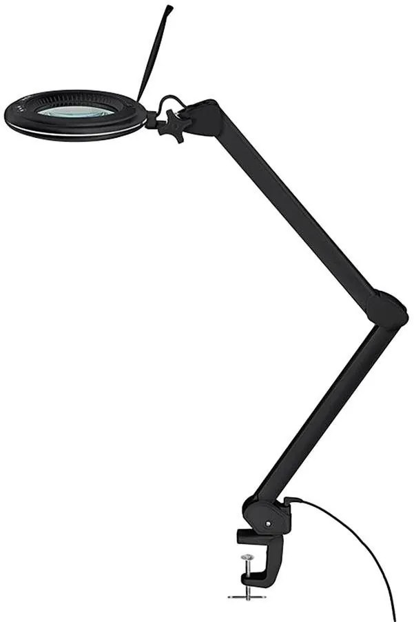 Goobay stolní lampa s lupou, 127 mm, 3 dioprie, stmívatelné led osvětlení 10 w, černá