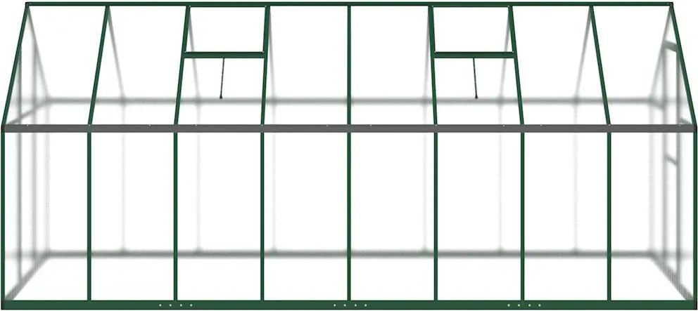 Skleník s podkladovým rámem zelený 445 x 169 x 195 cm hliník 3266333