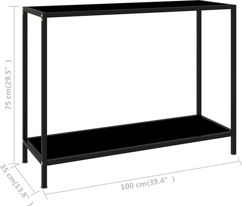 Konzolový stolek černý 100 x 35 x 75 cm tvrzené sklo 322836