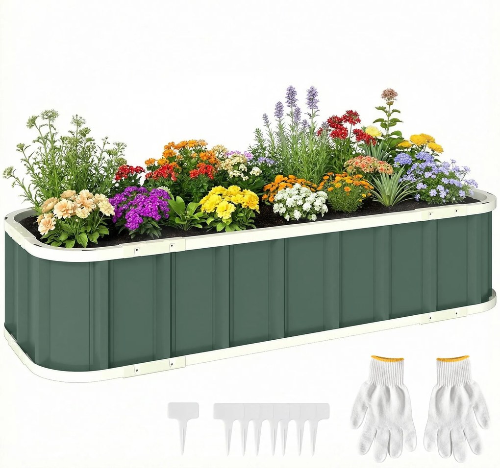 Outsunny ocelový vyvýšený záhon s click-lockem a zahnutými hranami — 136 × 52 × 31 cm — světle zelený | Aosom