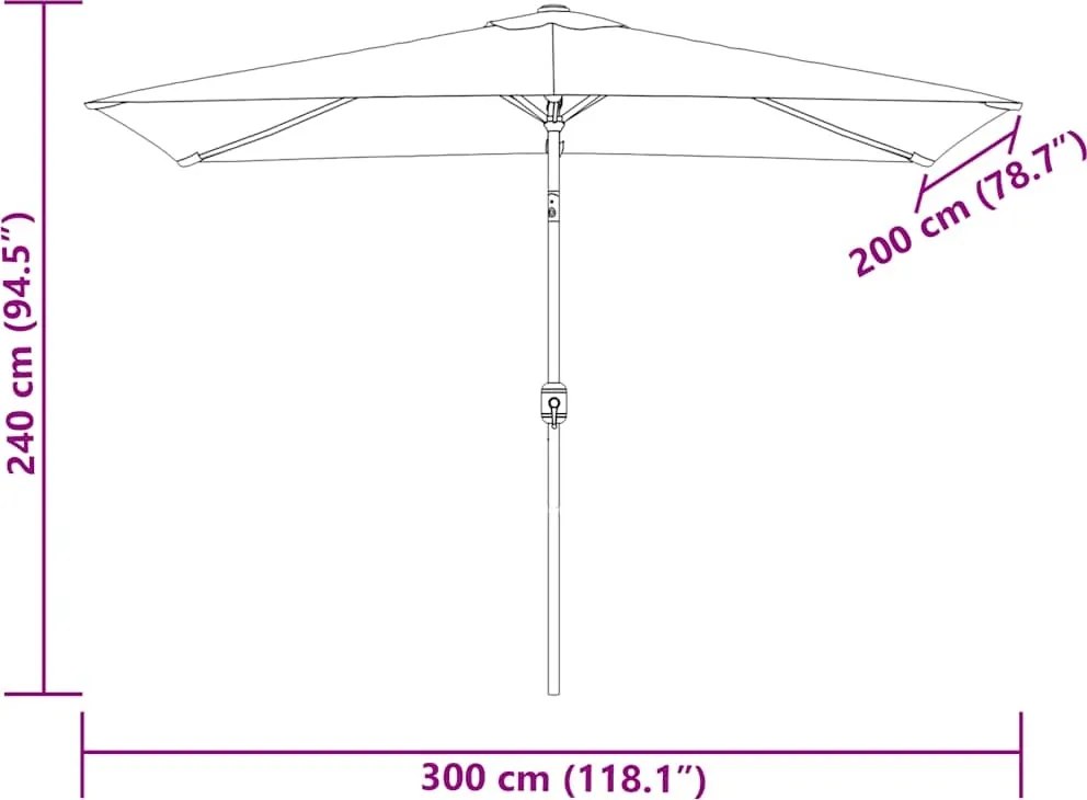 vidaXL Slunečník 200 x 300 cm pískově obdélníkový [44503] Barva: taupe