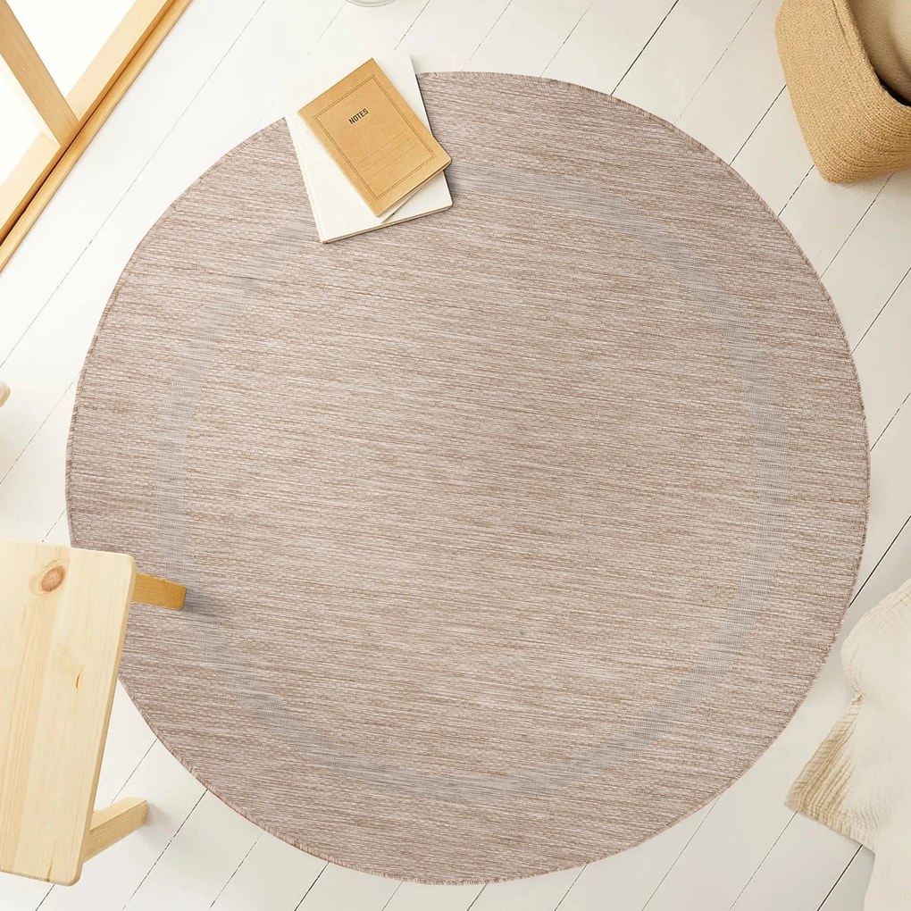 Ayyildiz, Kusový koberec Relax 4311 Beige kruh, 200x200 (průměr) kruh, béžová, chodba / předsíň