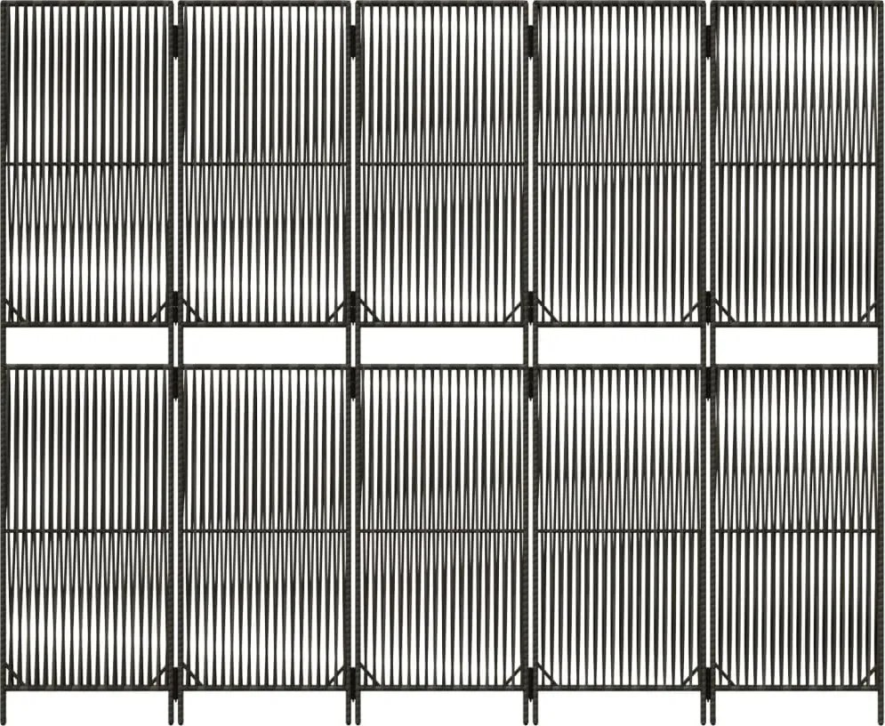 vidaXL Dělicí stěna 5 panelů polyratan [365399] Barva: Černá