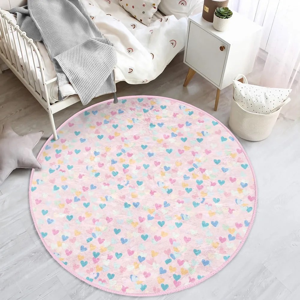 Růžový dětský koberec ø 120 cm Comfort – Mila Home