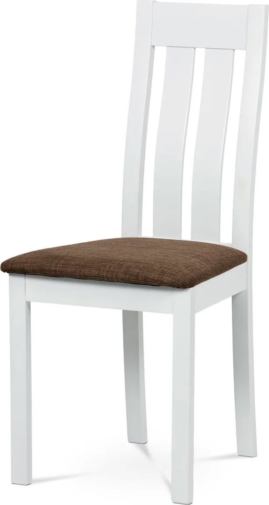 Autronic Dřevěná jídelní židle BC-2602 WT, bílá/potah hnědý