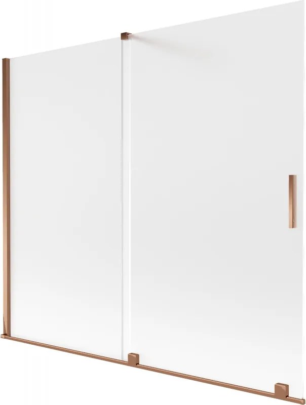 Mexen Velar, 2-křídlová posuvná vanová zástěna 180 x 150 cm, 8mm sklo námraza, růžové zlato, 896-180-000-31-60