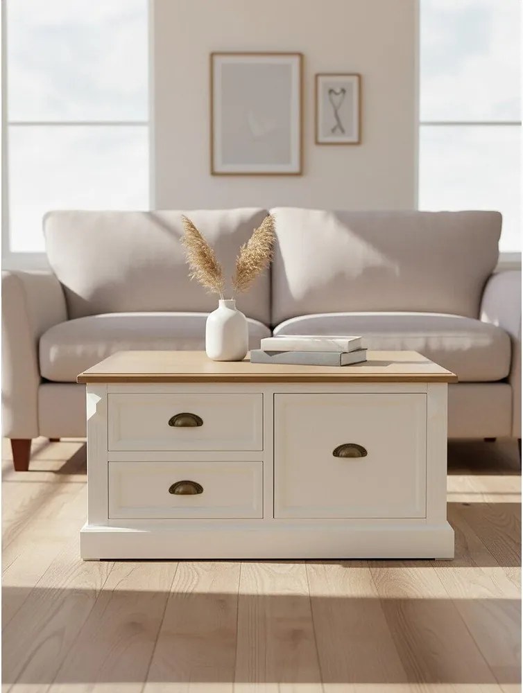 Bílý konferenční stolek v dekoru jedle 90x90 cm Hardwick – Premier Housewares