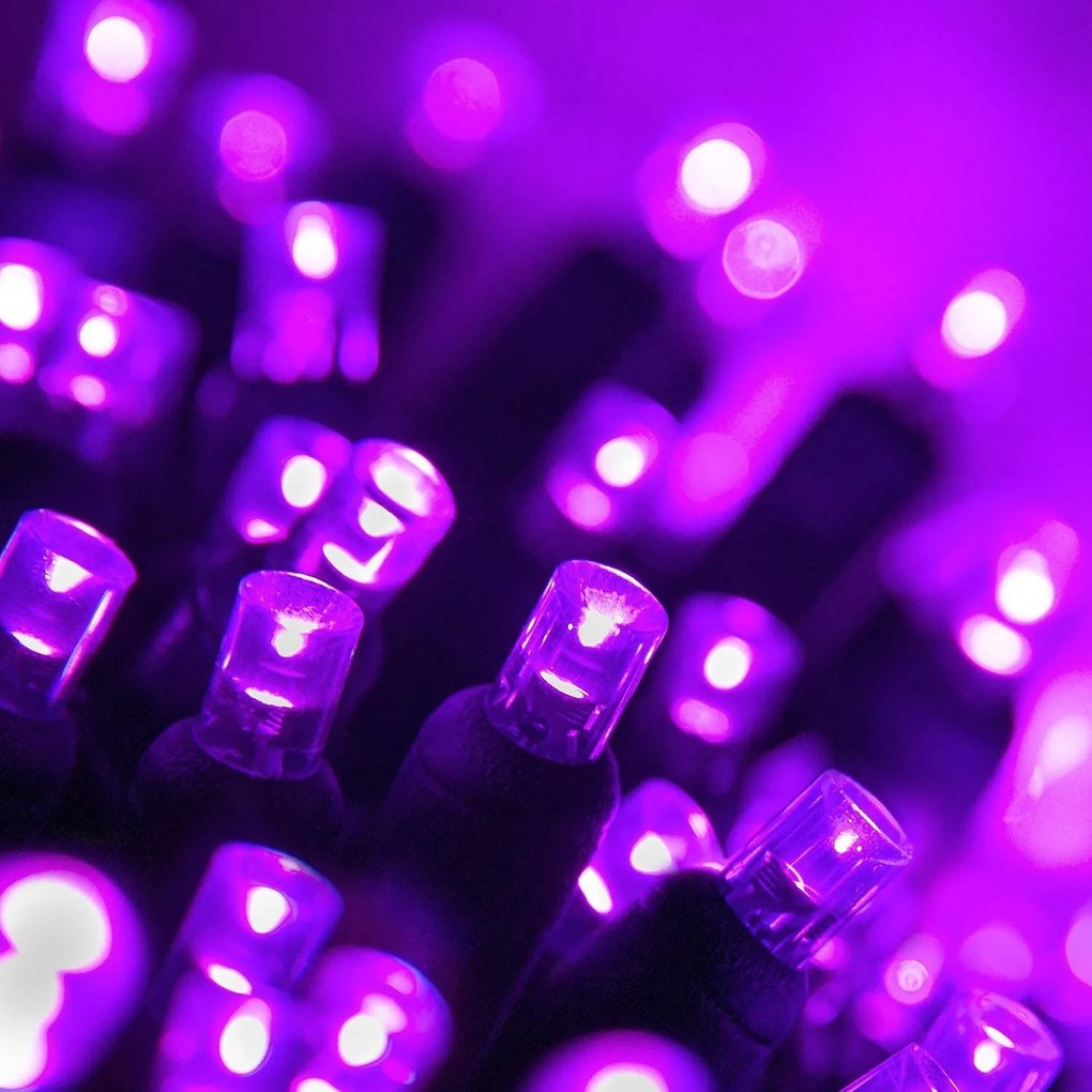 Venkovní LED vánoční řetěz - fialová, 14m, 140 LED