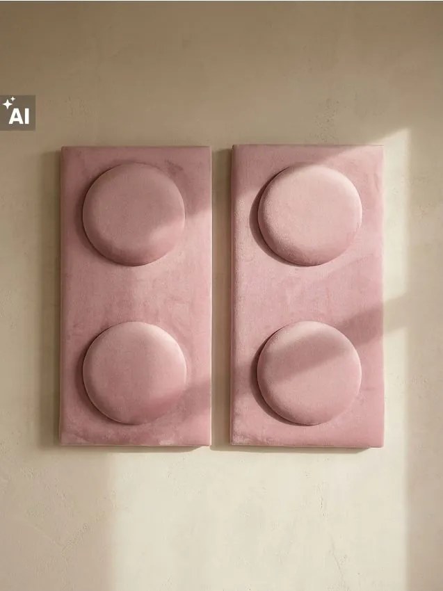 Sinsay - Čalouněné nástěnné panely ve tvaru bloku 2 pack - pastelová růžová
