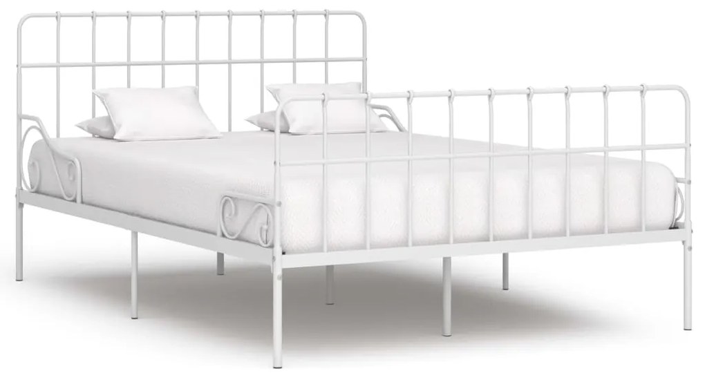 Rám postele s laťkovým roštem bílý kov 120 x 200 cm - Default Title