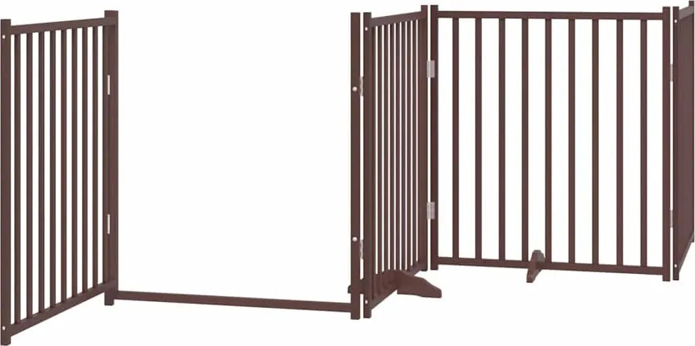 Zábrana pro psy s dvířky skládací 8 panelů hnědá 640 cm topol 3155750
