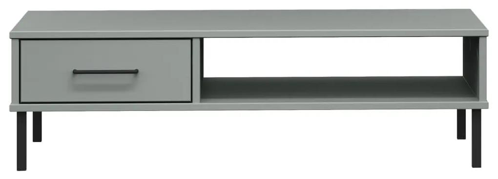 Konferenční stolek Oslo s kovovými nohami - masivní borové dřevo | šedý