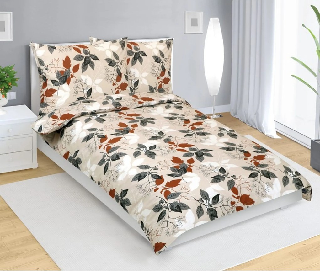 Bavlněné povlečení Oranžová,Šedá,Béžová 90/807 - 140x220, 70x90 cm