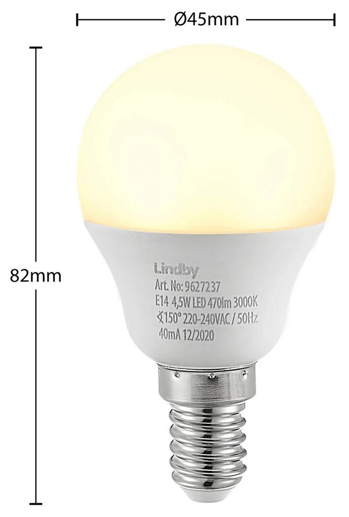 Lindby LED žárovka E14 G45 4,5W 3000K opálová sada 2 kusů