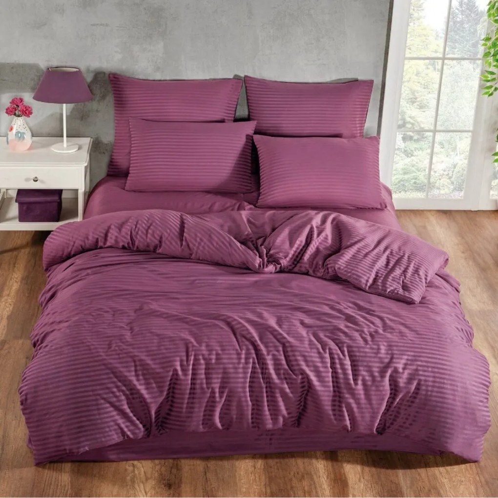 Povlečení damaškové fialové 200x140cm+90x70cm TiaHome