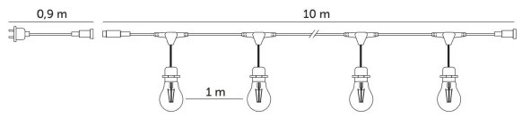 LED Venkovní dekorační řetěz BAJA ST64 10xE27/1W/230V 10,9m IP44 teplá bílá