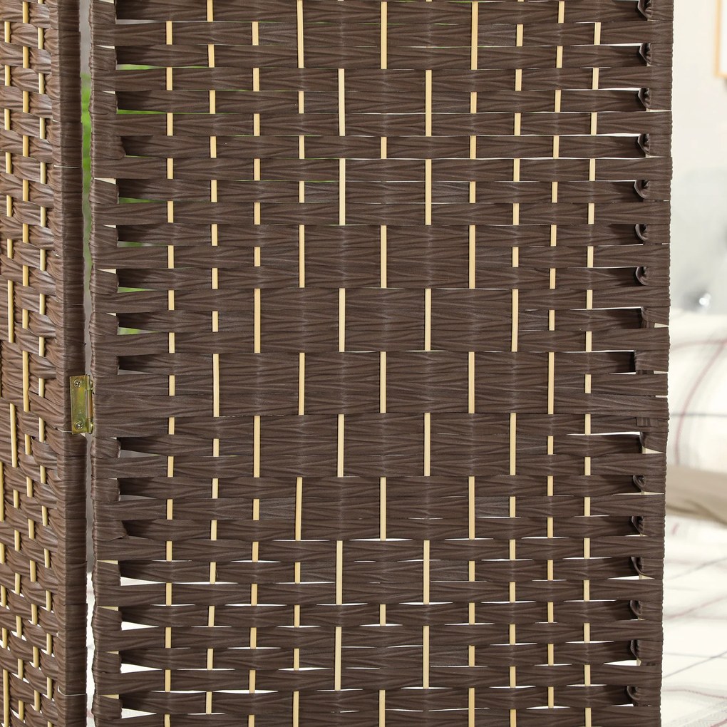 HOMCOM vnitřní paraván ze dřeva 4 panely skládací dělič prostoru pro obývací pokoj, ložnici 180 x 180 cm hnědá