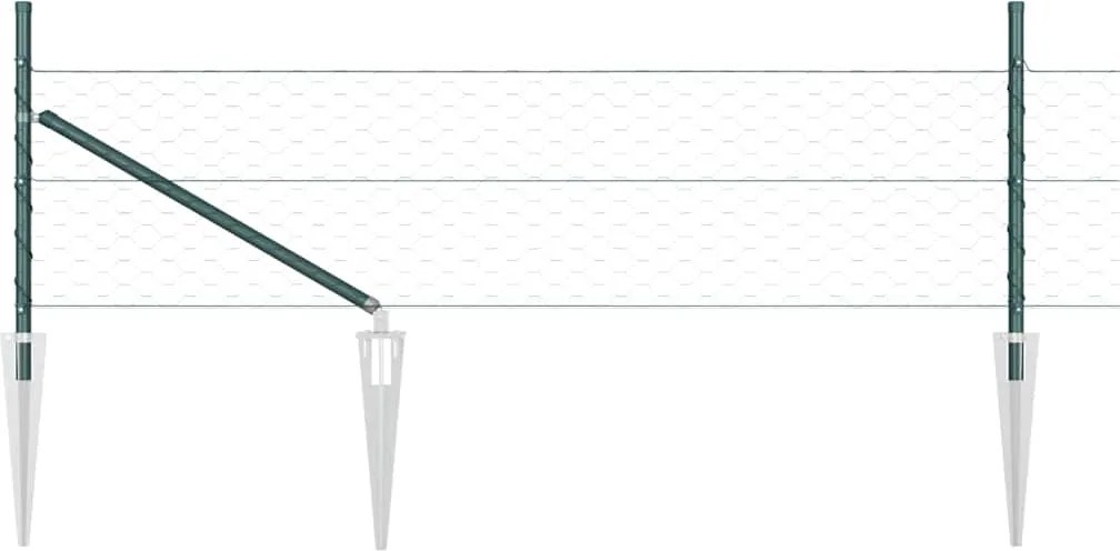 Hexagonální plot s podpěrou 50 x 0,5 m Ocel potažená PVC Zelená 3353121