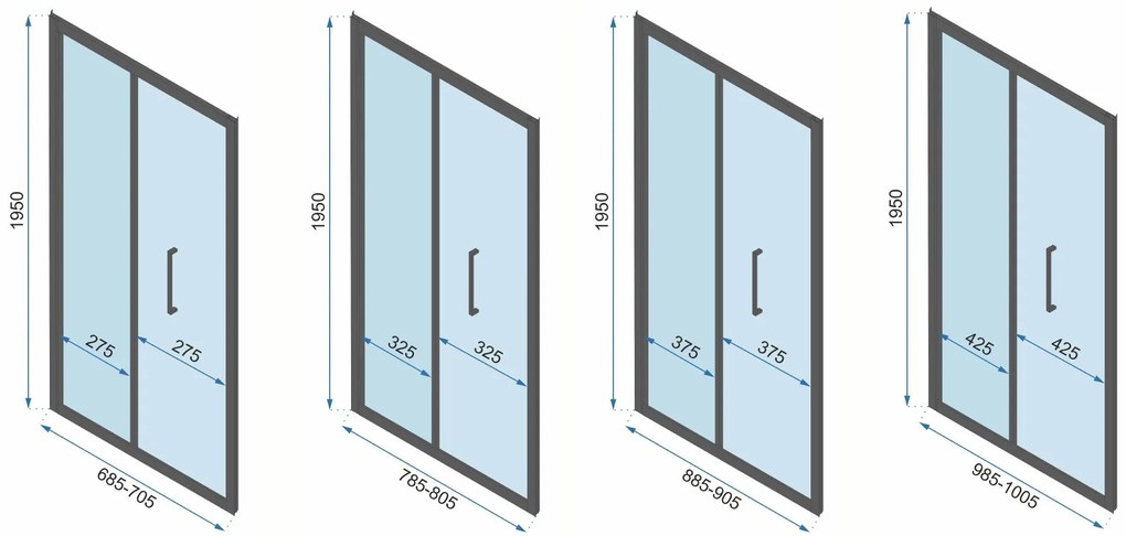 3-stěnný obdélníkový sprchový kout REA RAPID FOLD 90/dveře x 80/zástěna cm, černý/transparent - bez vaničky