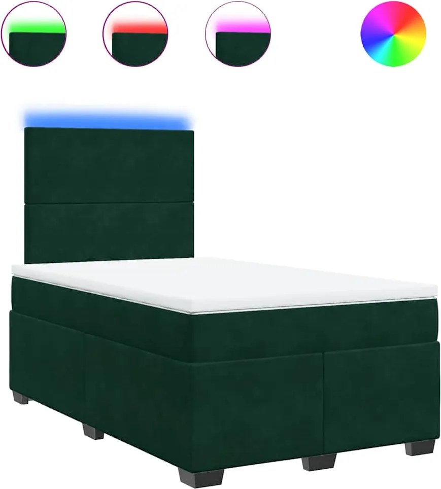Box spring postel s matrací tmavě zelená 120x190 cm samet 3293155