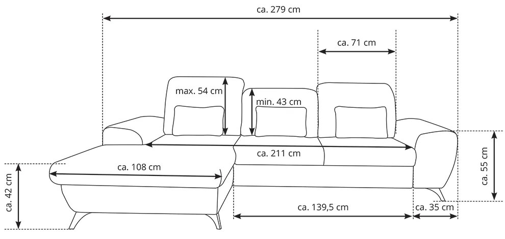 Sedací souprava ALTA | 172x279 cm | rozkládací + úložný prostor + 3x polštářek | VÝBĚR LÁTEK