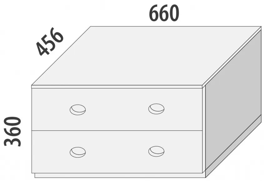 Domestav - DOMINO Skříň 2 zásuvková hloubka 456 buk cink mořený