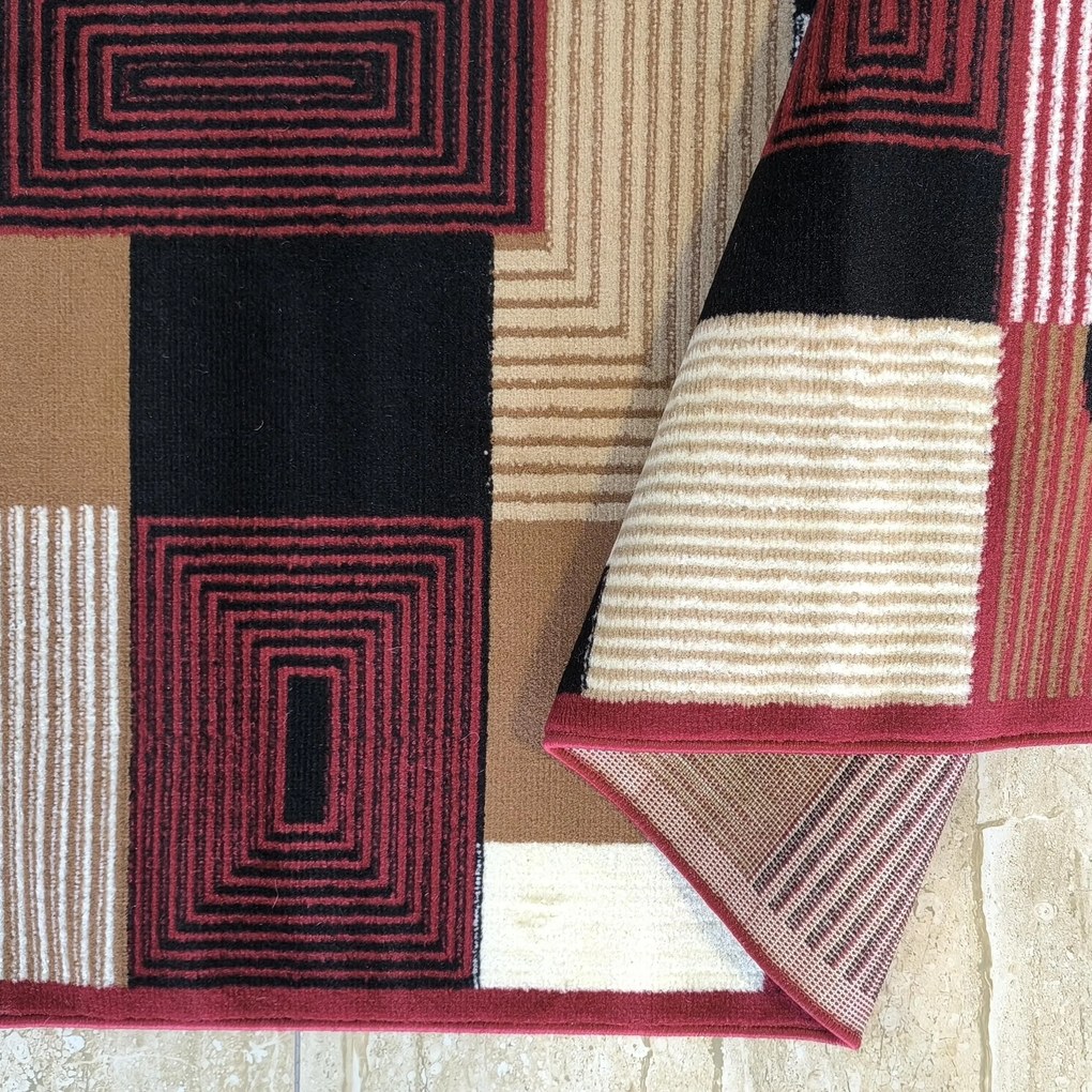 DY Červený koberec s geometrickým vzorem Alfa 18 Rozměr: 40x60 cm