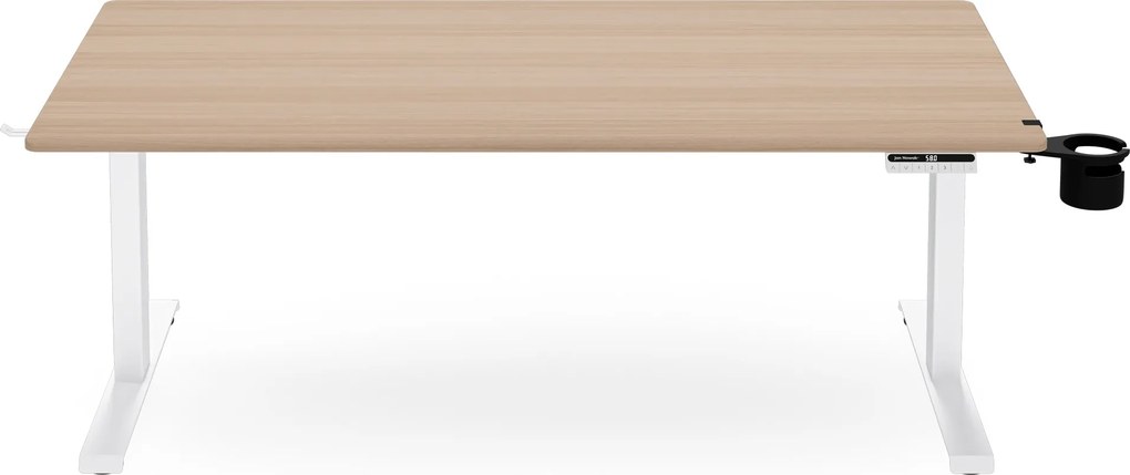 Elektrický stůl s nastavitelnou výškou ergonomický bílý/dub sonoma,1600x800 mm: ARIA