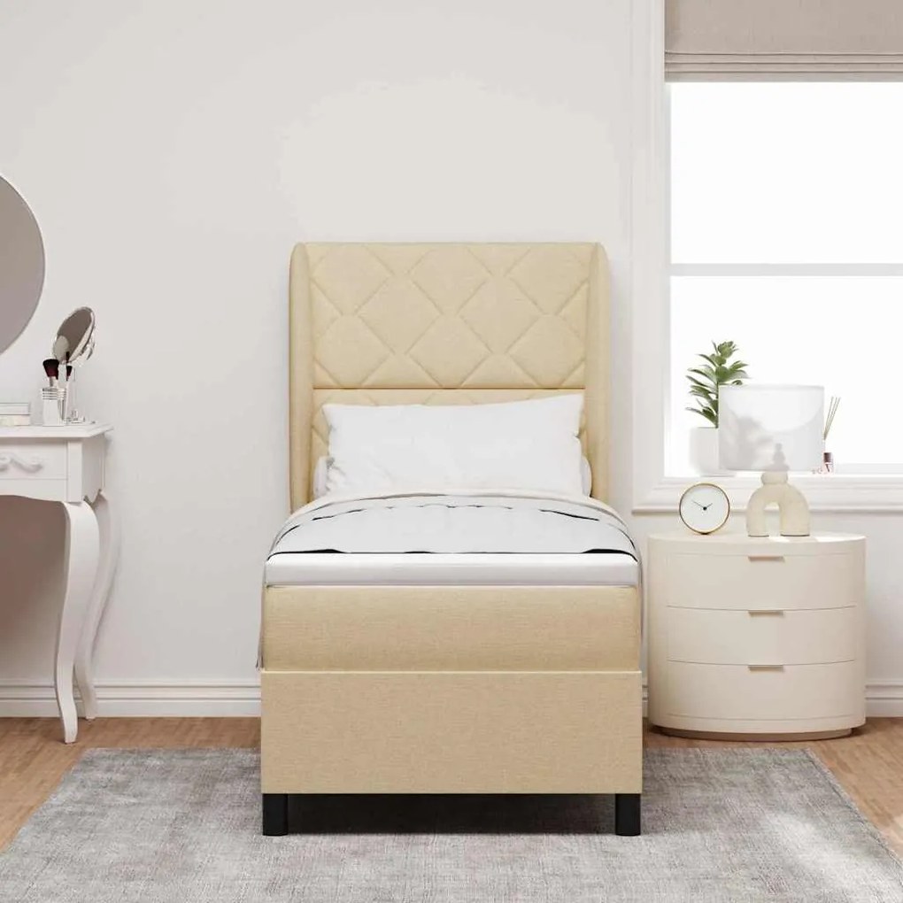 Postel s boxspringem s polštářem Krémová 80 x 200 cm textil 3340597