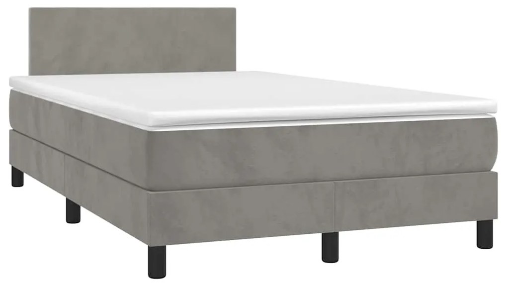 Box spring postel s matrací a LED světle šedá 120x190 cm samet 3270141
