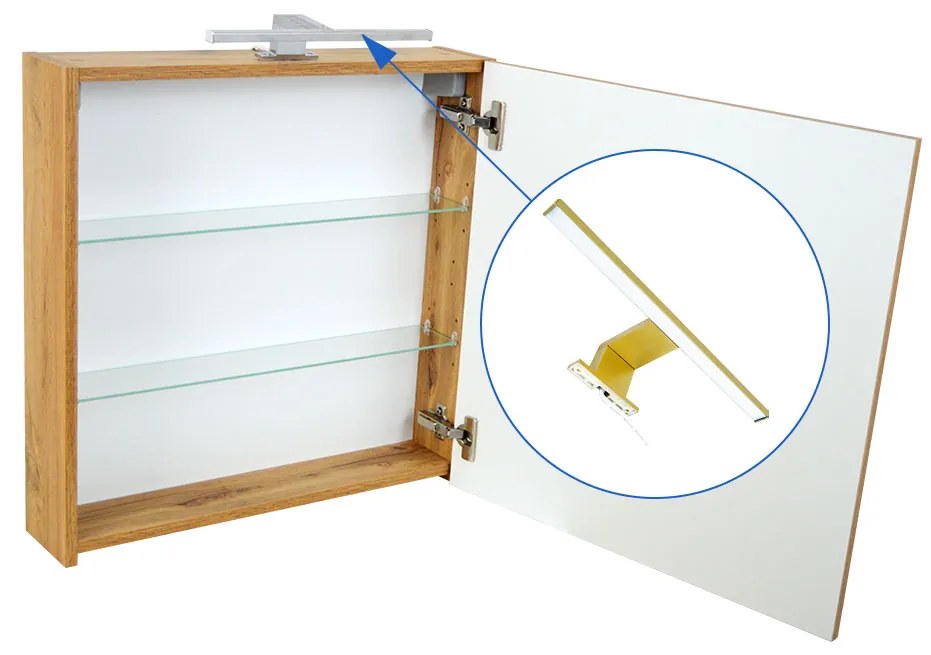 Comodo Zrcadlová skříňka Ideal OW 60 ZS LED-G s osvětlením Any LED 30 G, zlatá