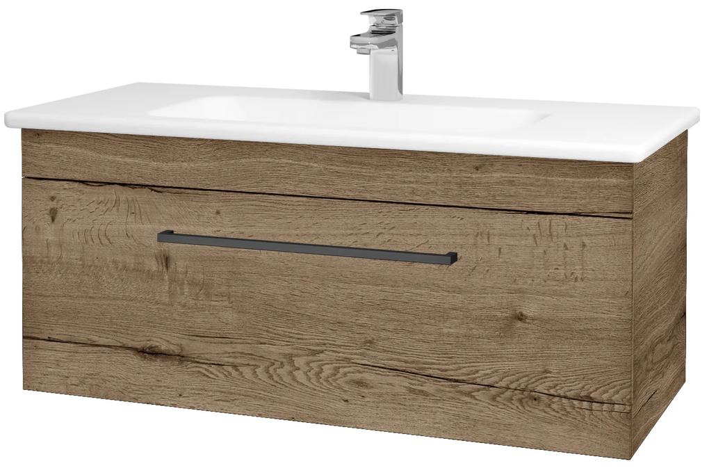 Dřevojas Koupelnová skříň ASTON SZZ 100 Varianta: N01 Bílá lesk / Úchytka T01 / D01 Beton