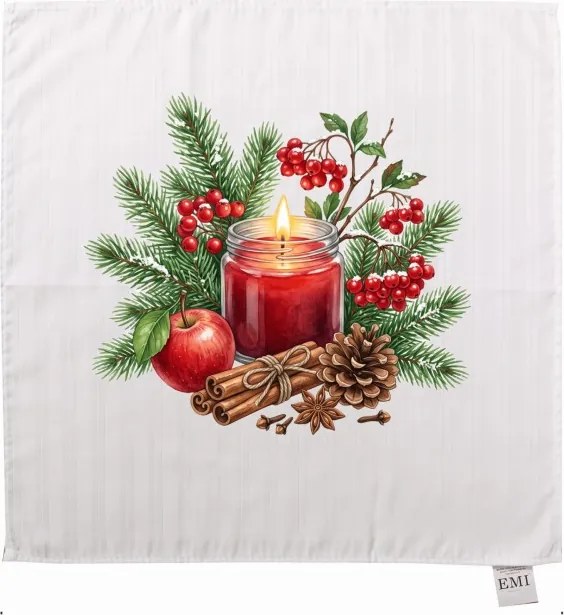 Damaškový ubrus Winter Cranberry 40x40 cm EMI