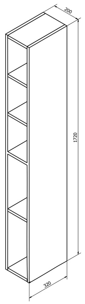 Sapho ESPACE otevřená policová skříňka 20x172x32cm, dub stříbrný ESC100-1111