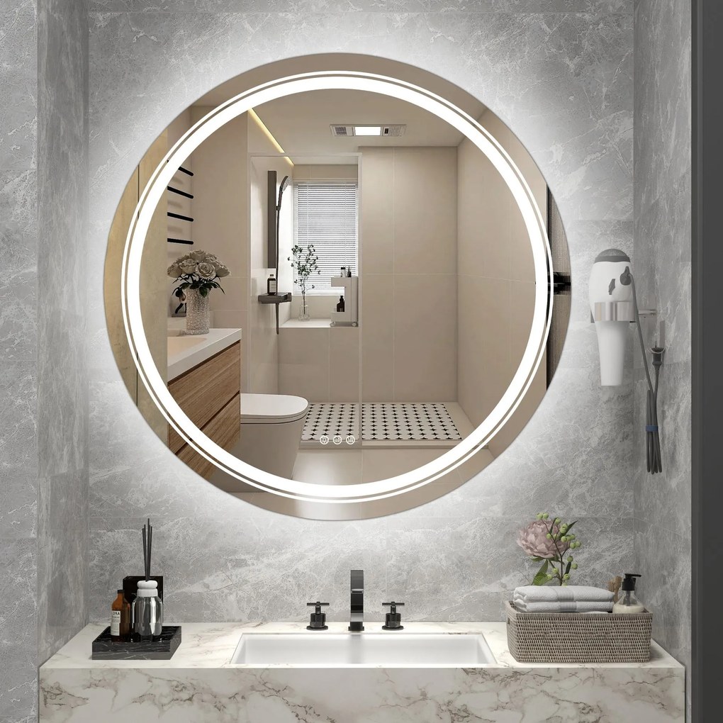 Koupelnové zrcadlo DOVER 80 cm stříbrné