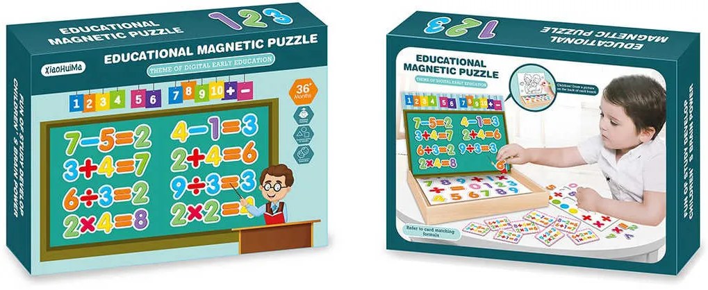 _Ostatní 1_ Puzzle edukační magnetické Číslice učíme se počítat v dřevěném boxu 11096