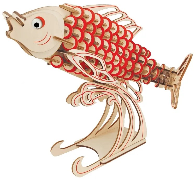 Woodcraft construction kit Woodcraft Dřevěné 3D puzzle Kapr