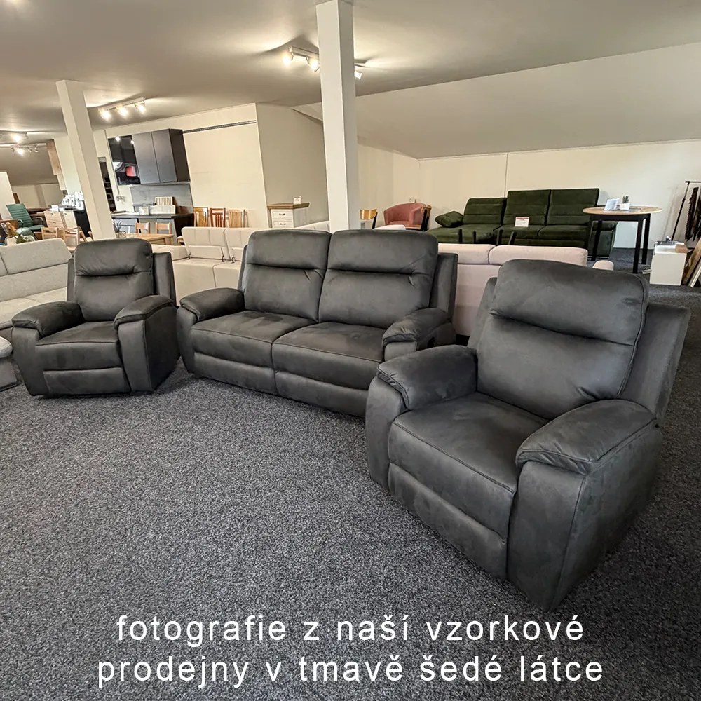 Sedací sestava MALAGA 2,5+1+1 s FUNKCÍ RELAX | hnědá látka