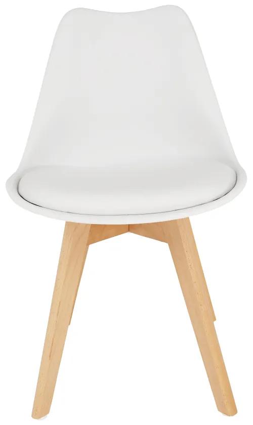 Jídelní židle BALI 2 new, plast a ekokůže bílá, podnož buk