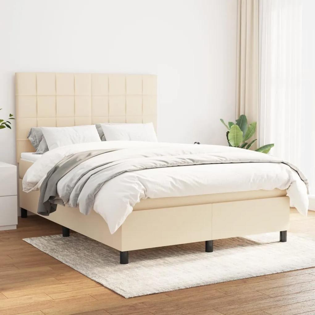 Box spring postel s matrací krémová 140x190 cm textil,  3141774