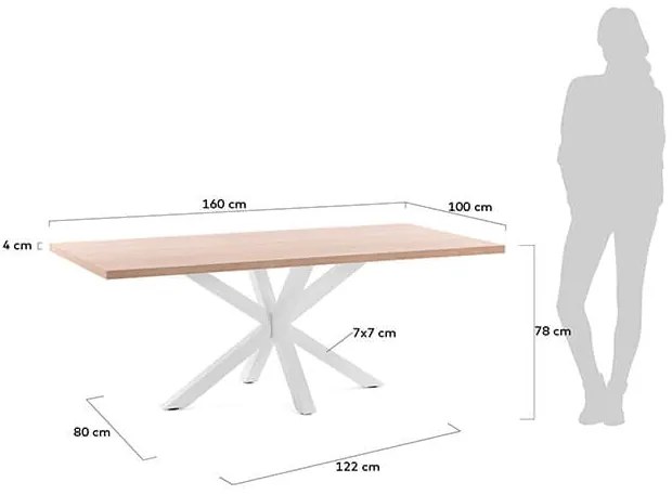 Jídelní stůl arya table 160 x 100 cm přírodní, bílý MUZZA