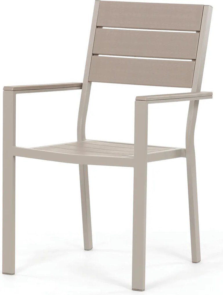 Zahradní sestava 1+6 WOODIE - béžový polywood / kovová konstrukce