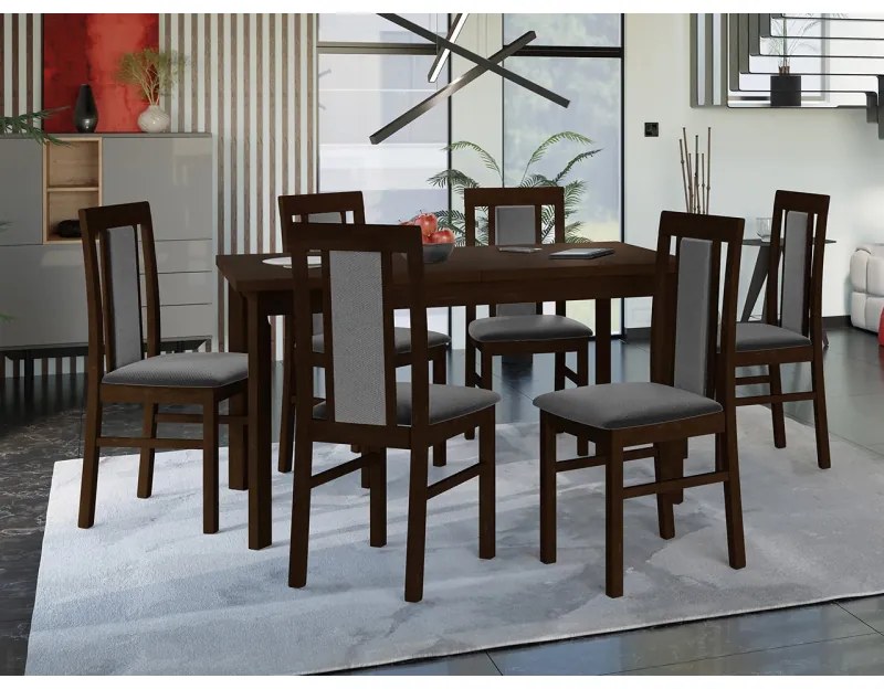 Rozkládací stůl se 6 židlemi - AL34, Barva dřeva: bílá-L, Potah: 25x - Paros 2