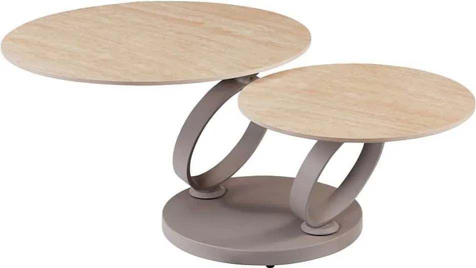 Designový konferenční stolek Danyale 80-134 cm travertin / šampaňský